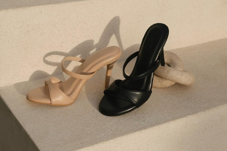 Mel Block Heels In Cream Nude